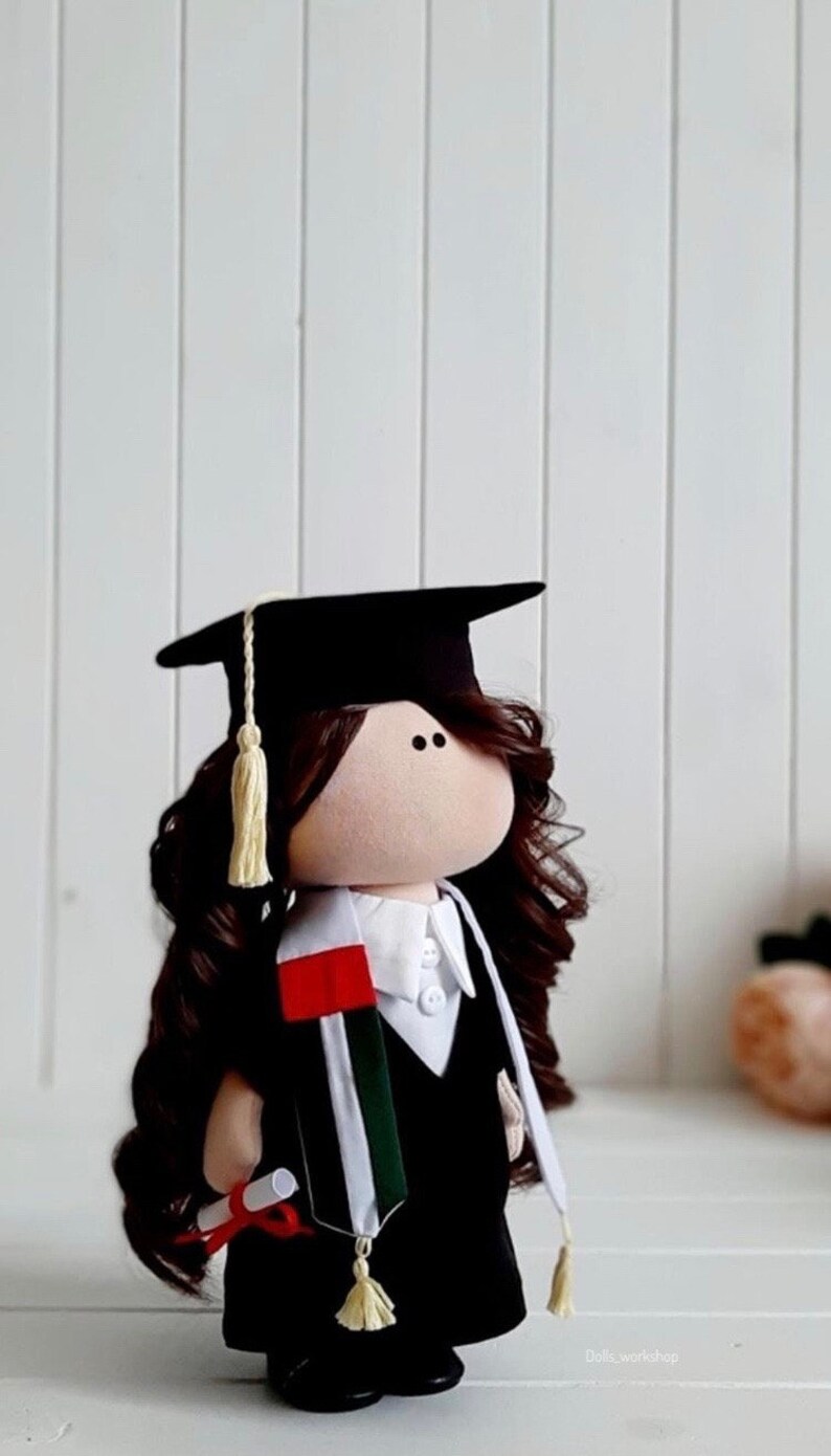 Graduate Doll, Student Tilda Doll, Black Color Doll, Portrait Doll by ...