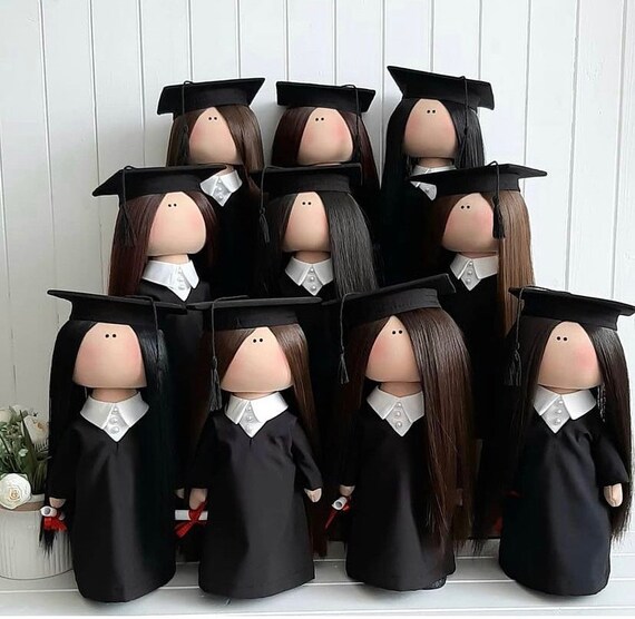 Graduate Doll Student Tilda Doll Black Color Doll Portrait - Etsy