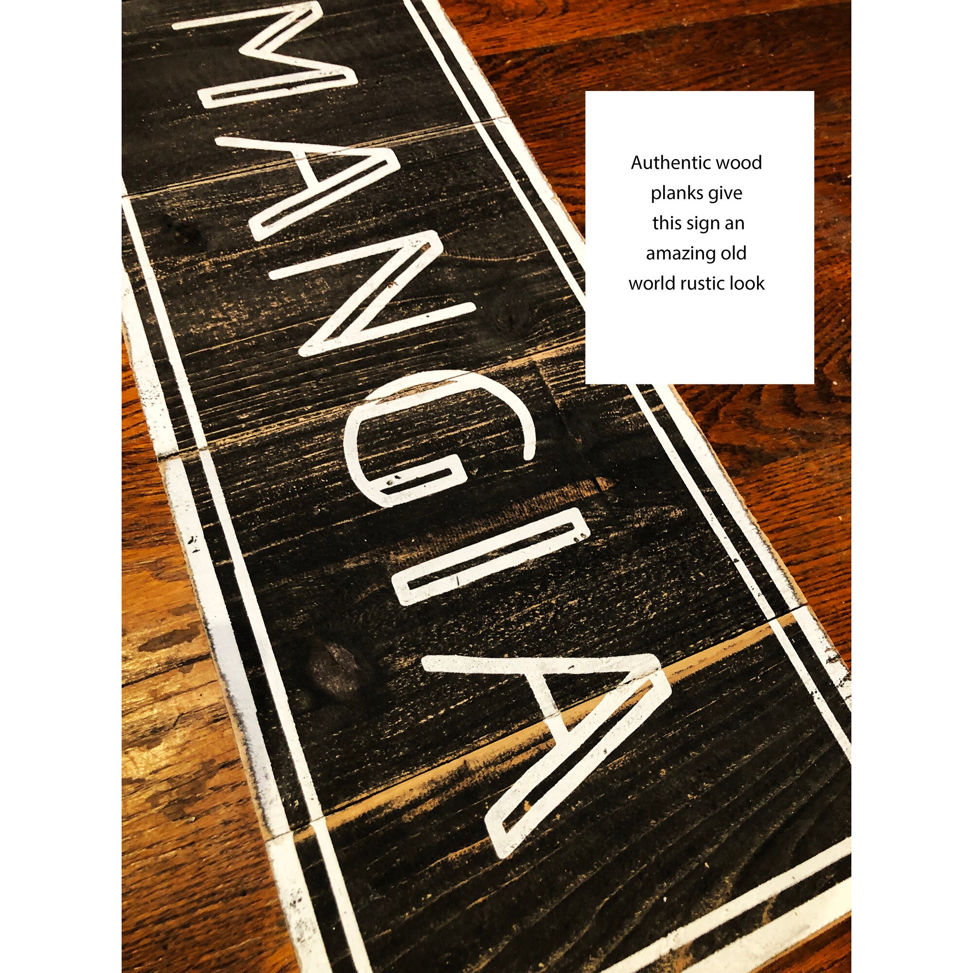 Large 63 X 12 or 8 X 42- Mangia Mangia Sign on Black Cedar Planks ...