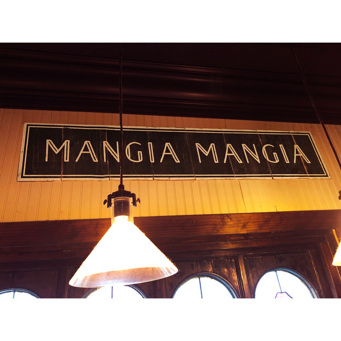 Large 63 X 12 or 8 X 42- Mangia Mangia Sign on Black Cedar Planks ...