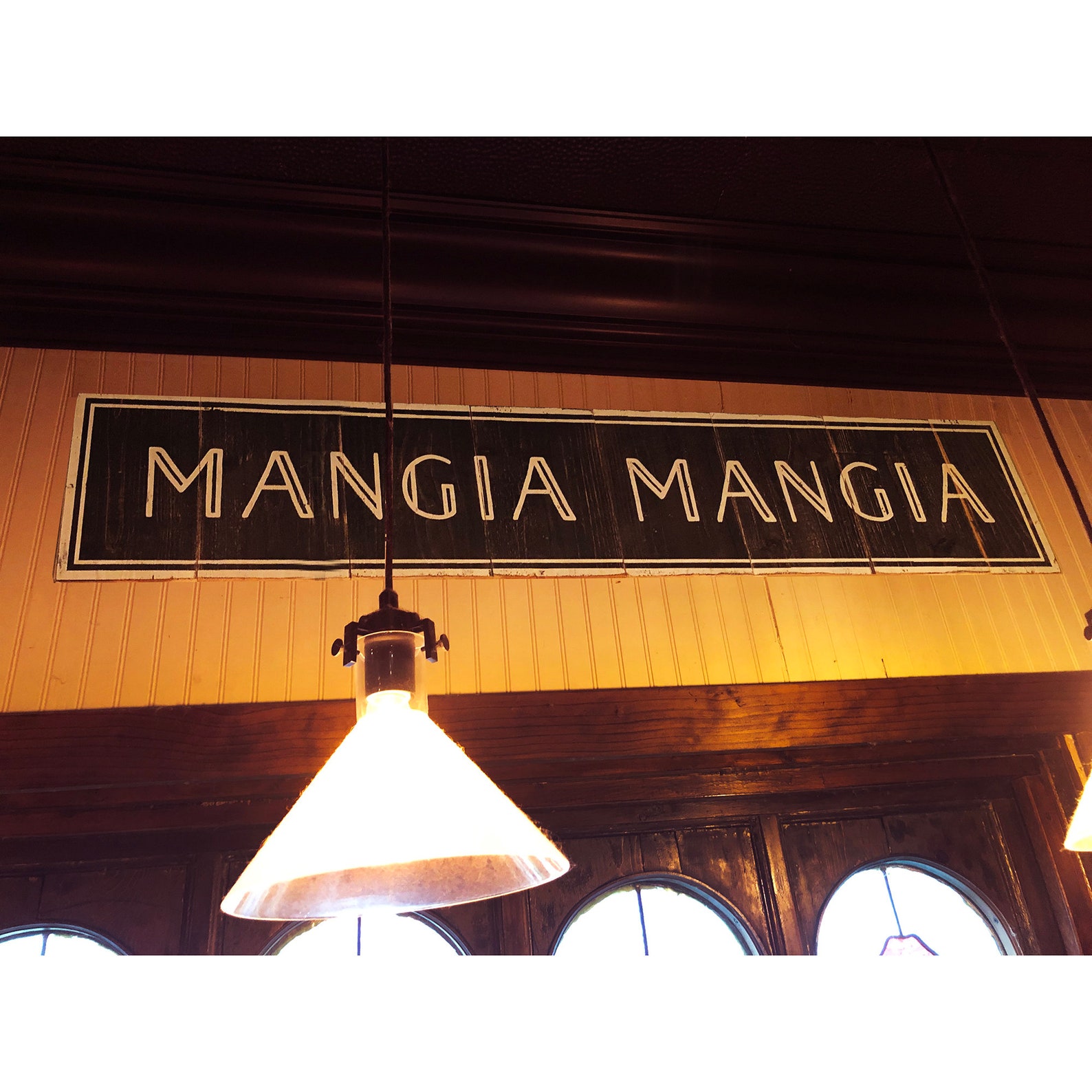 Large 63 X 12 or 8 X 42- Mangia Mangia Sign on Black Cedar Planks ...