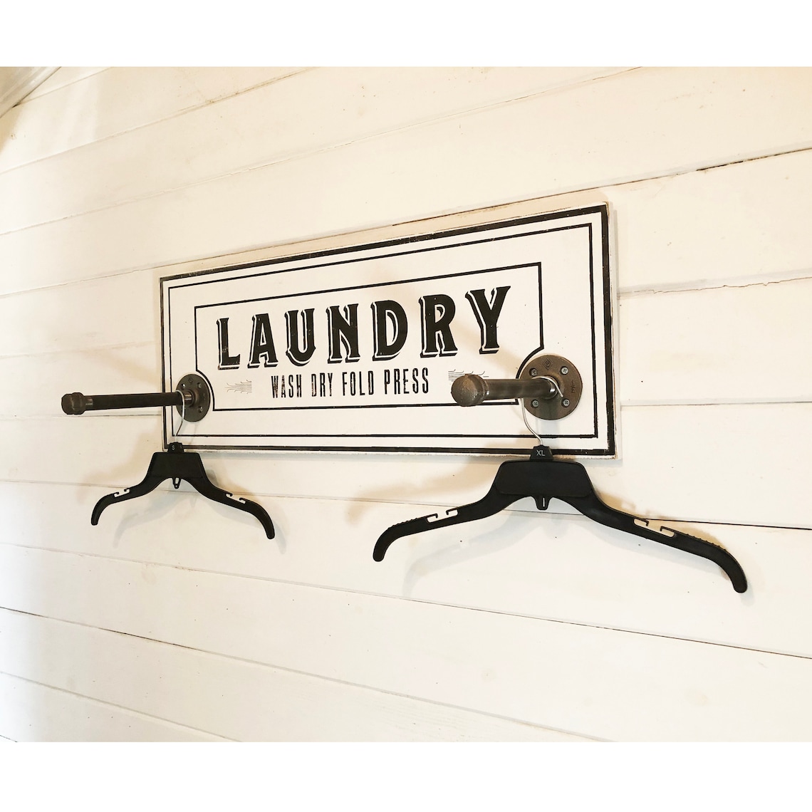Classic Laundry Room Hanger With Two Poles 11 X 29 WHITE - Etsy