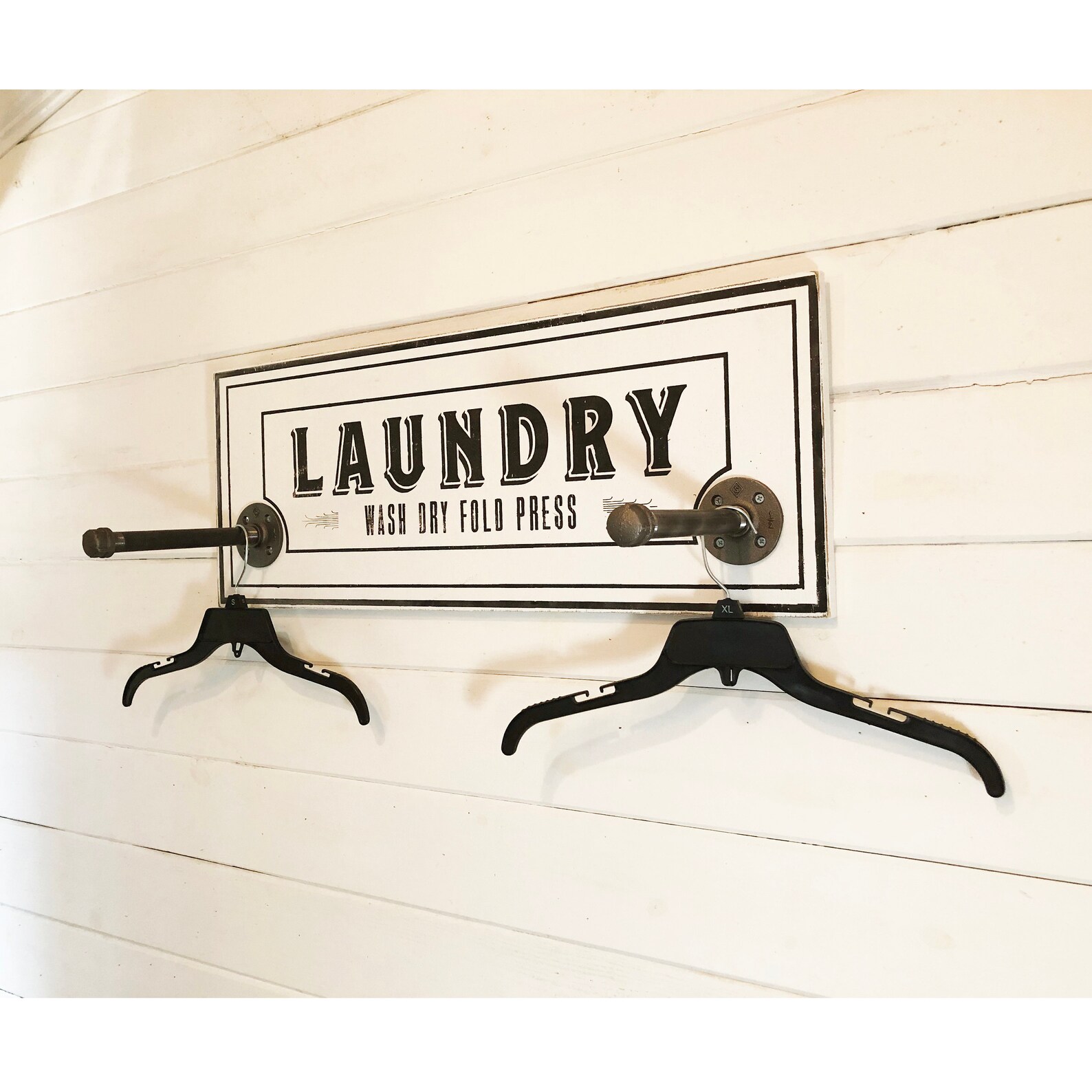 White Laundry Room Sign With Two Hanging Rods- 11x29 - Etsy