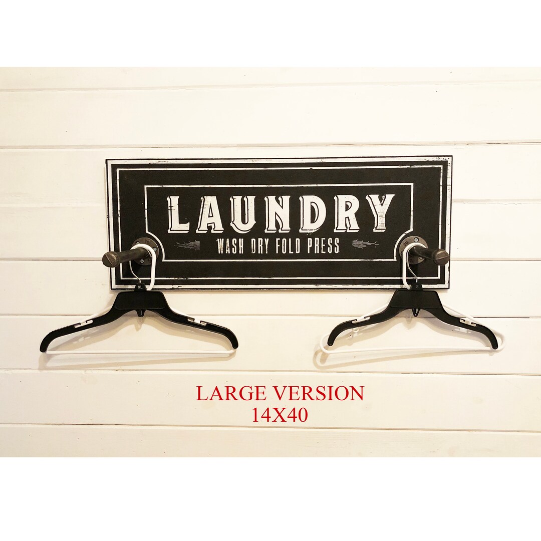 Classic Laundry Room Hanger With Two Poles 14 X 40 BLACK , Laundry Room ...