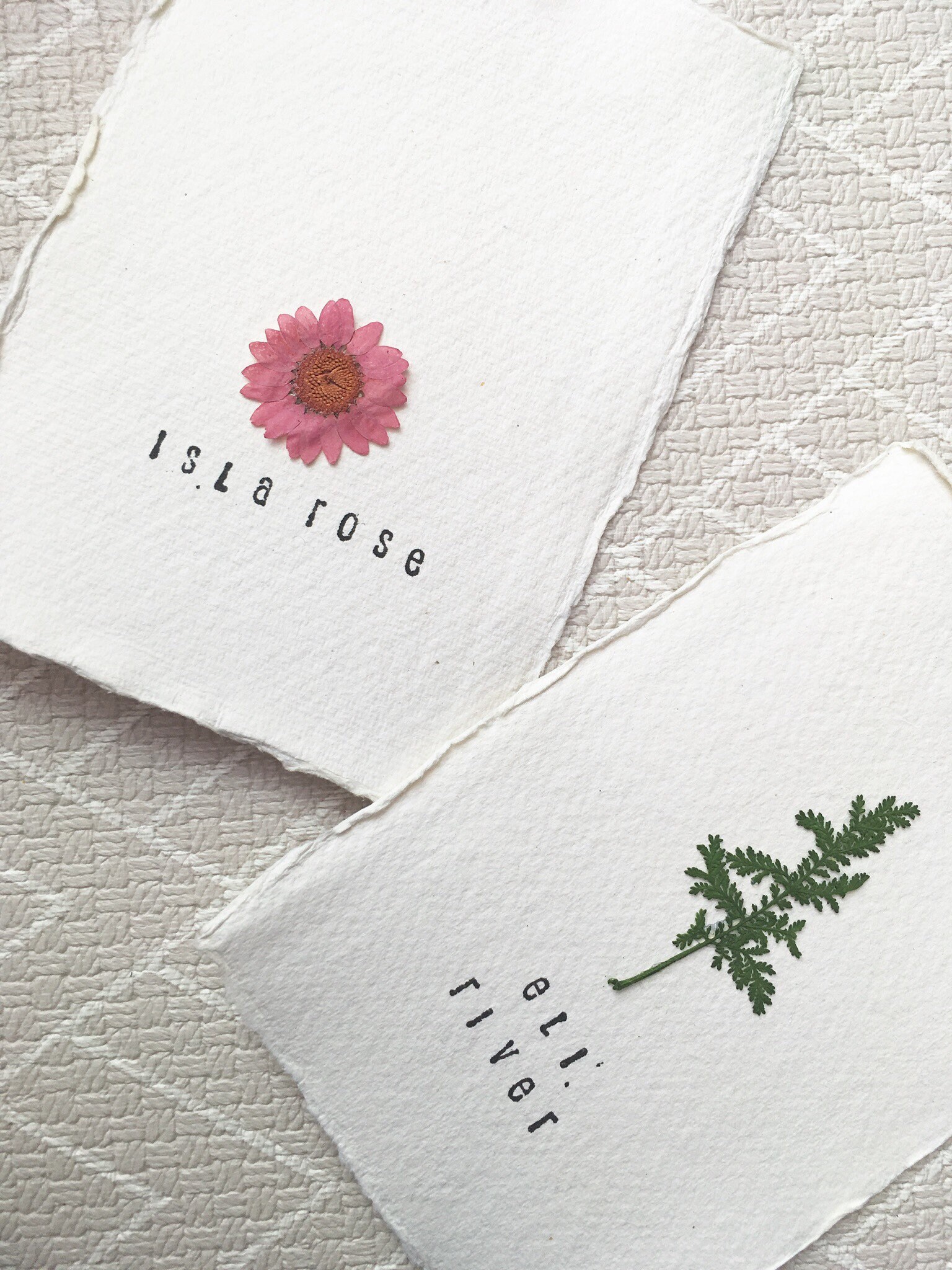 Pressed Flower Art on Handmade Paper Name Personalised | Etsy