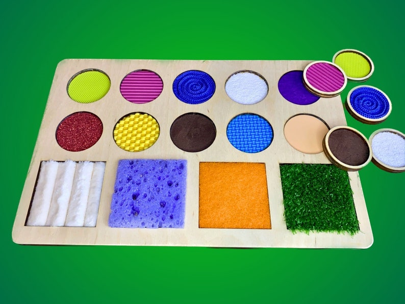 Sensory Toy Texture Board: Montessori Sorting Play With Varied Textures ...