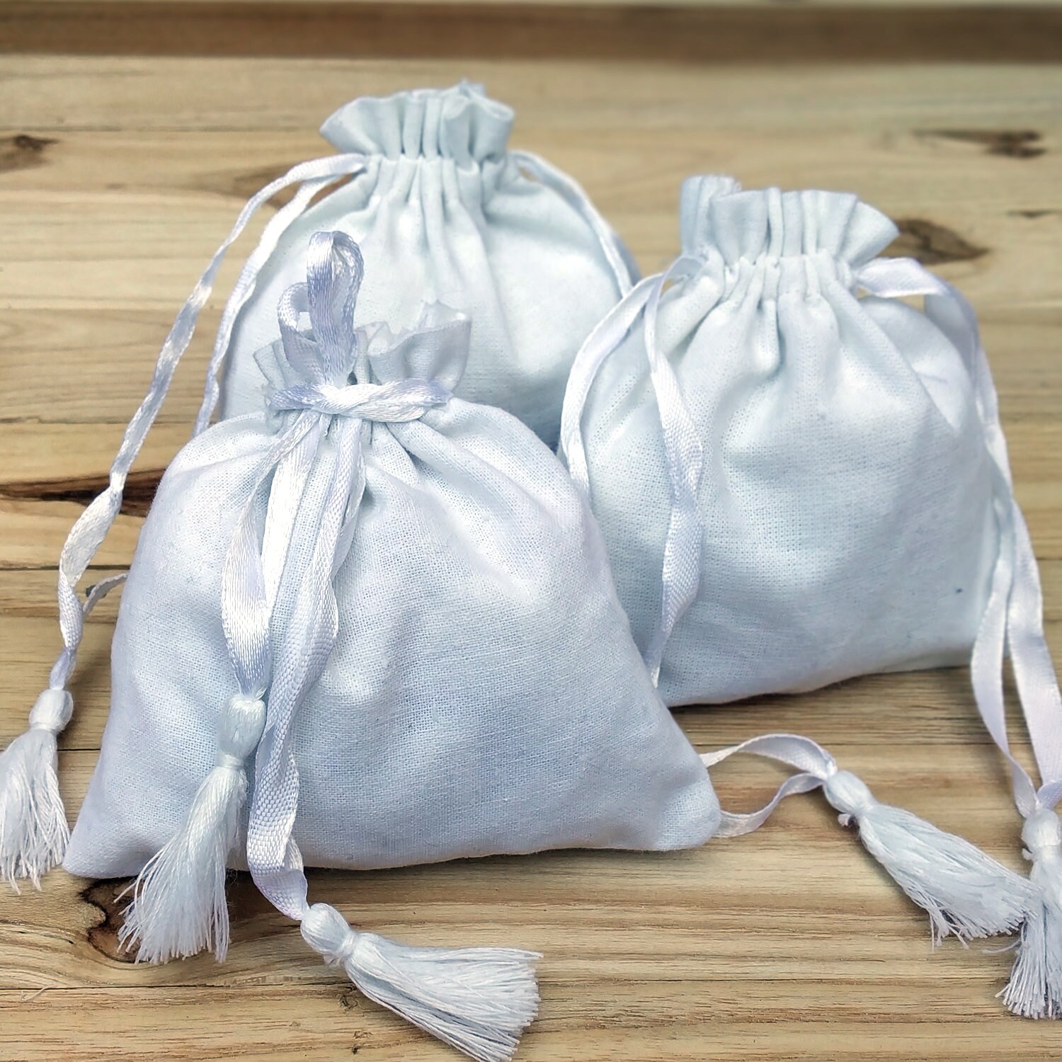 100 Custom White Cotton Pouchs for Gift Purpose, Jewelry Packaging ...