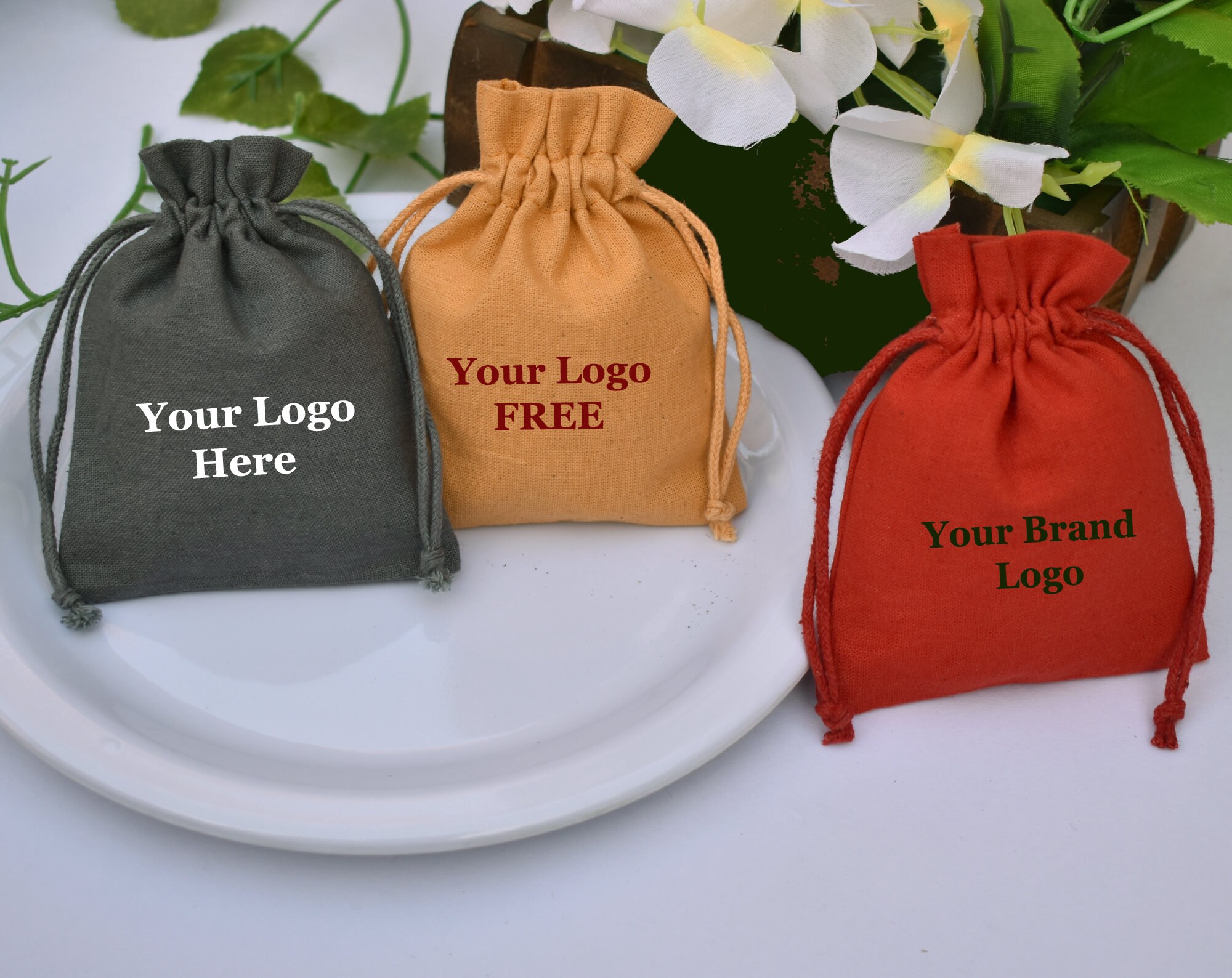 100 Pcs Jewelry Pouch Custom Cotton Bag Personalized Logo Gift | Etsy