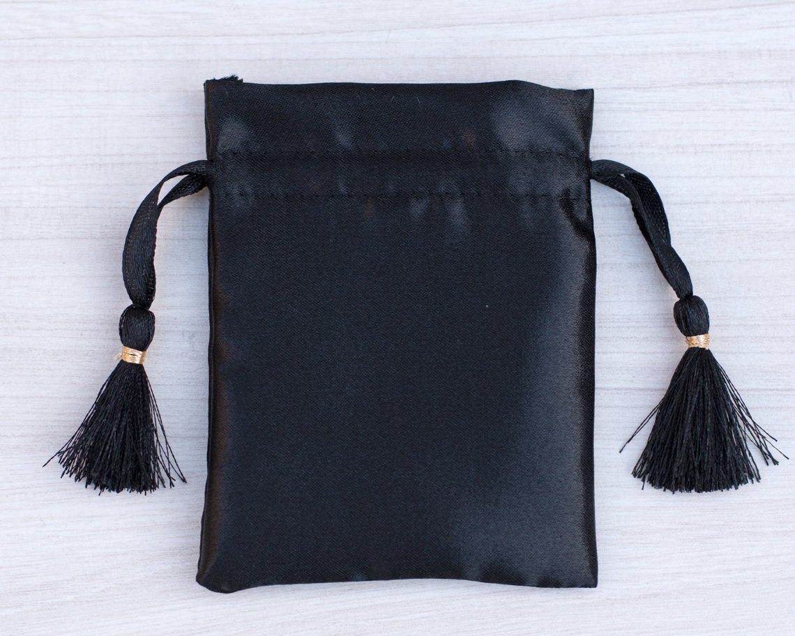 100 Black Satin Drawstring Pouch Custom Logo Print Pouch - Etsy