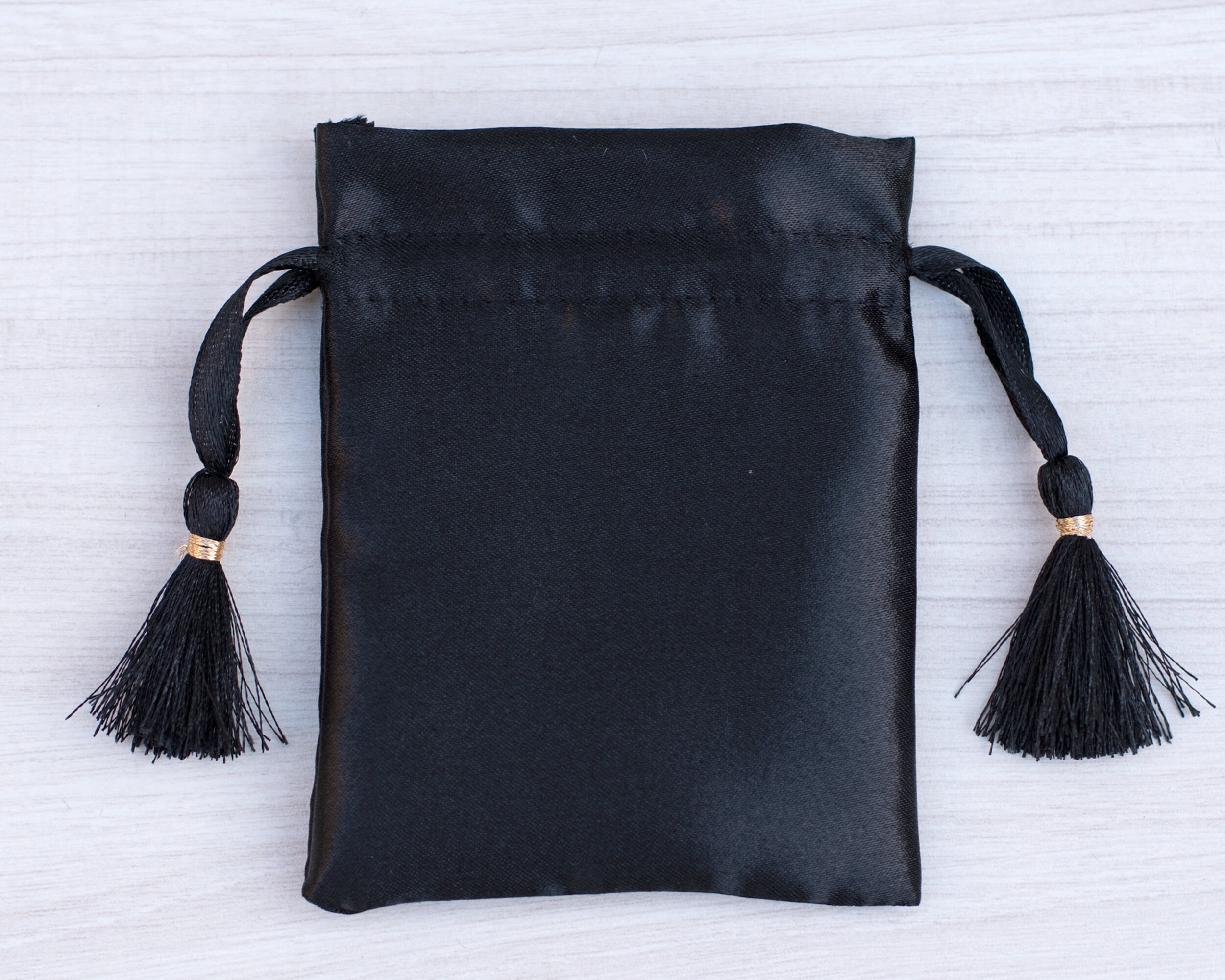 100 Black Satin Drawstring Pouch Custom Logo Print Pouch - Etsy