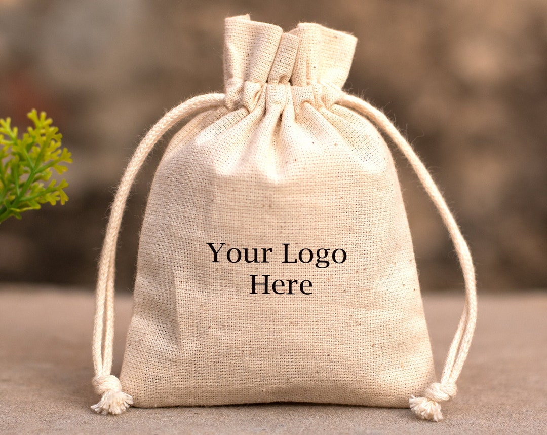 100 Pcs Custom Logo Cotton Drawstring Bags, Jewelry Packaging - Etsy