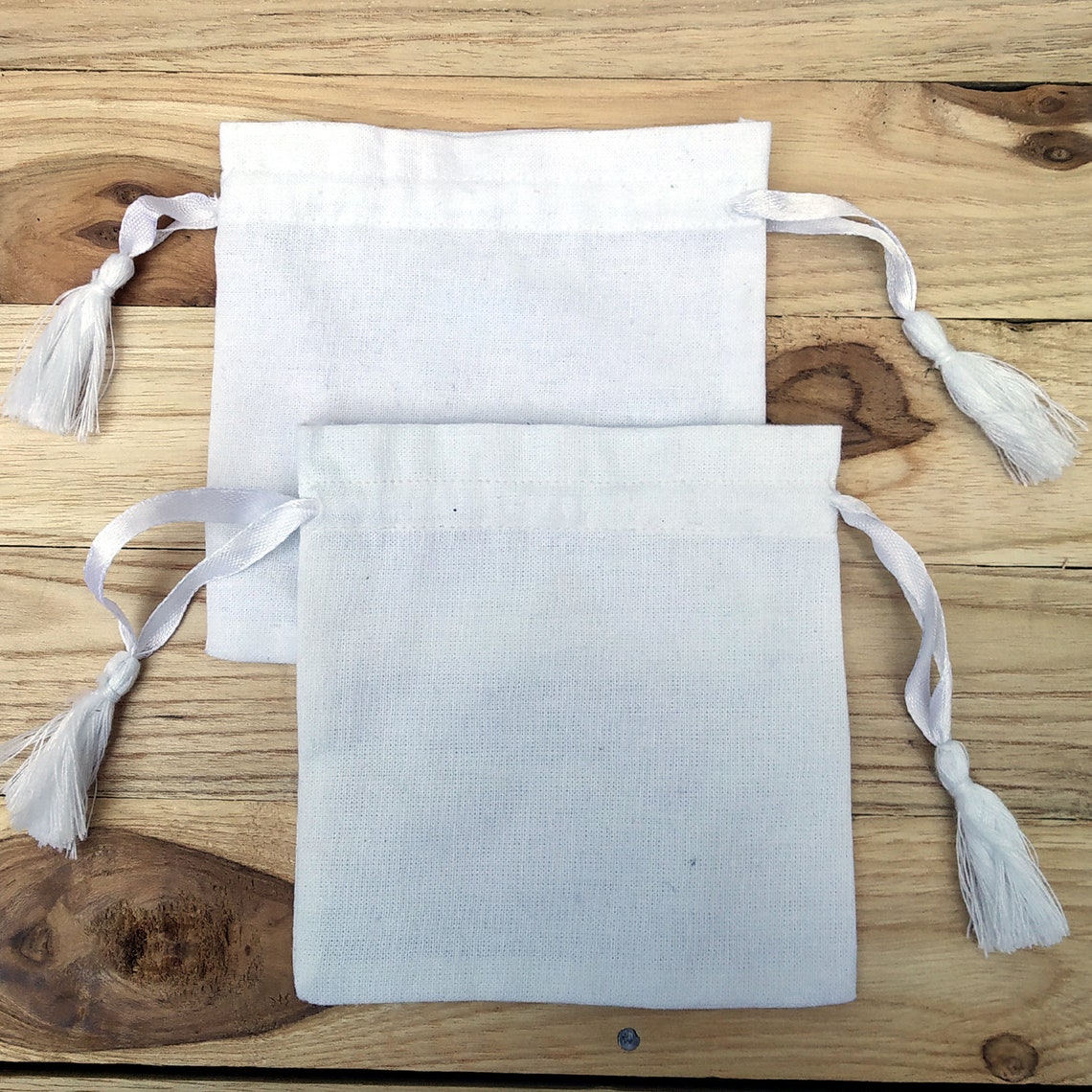 100 Custom White Cotton Pouchs for Gift Purpose, Jewelry Packaging ...