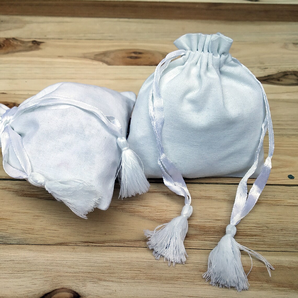 100 Custom White Cotton Pouchs for Gift Purpose, Jewelry Packaging ...