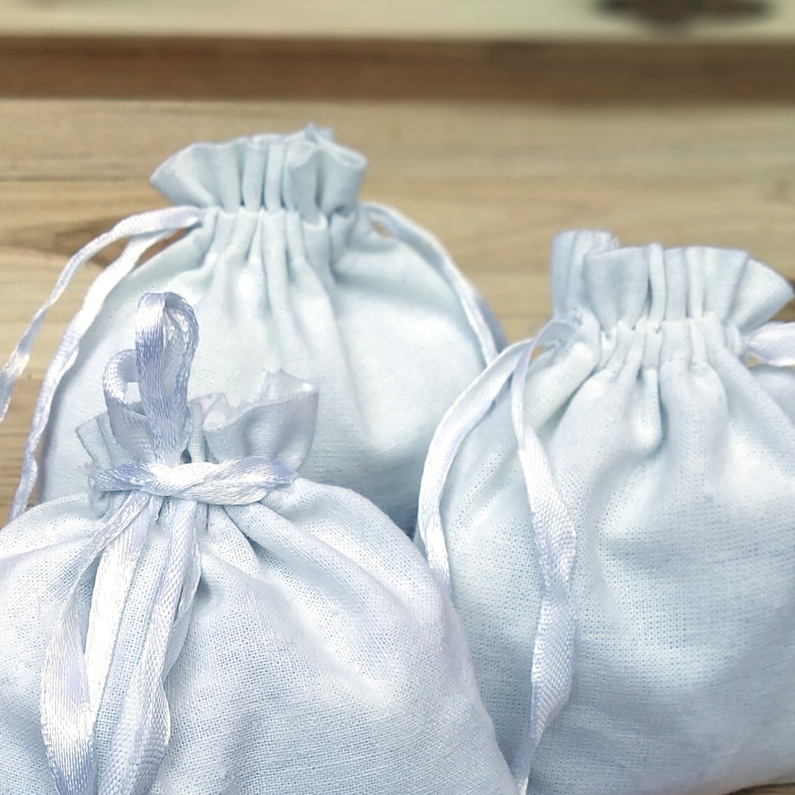 100 Custom White Cotton Pouchs for Gift Purpose, Jewelry Packaging ...