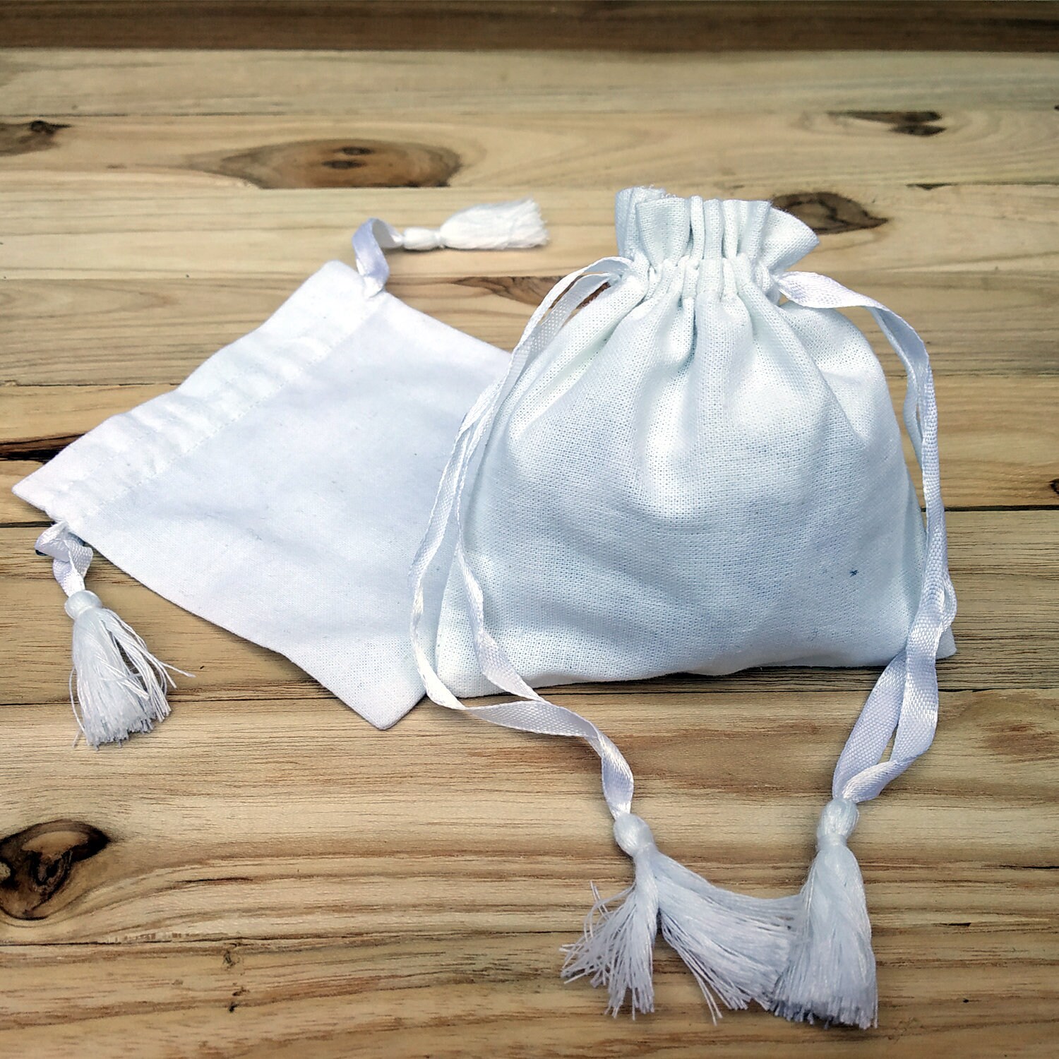100 Custom White Cotton Pouchs for Gift Purpose, Jewelry Packaging ...