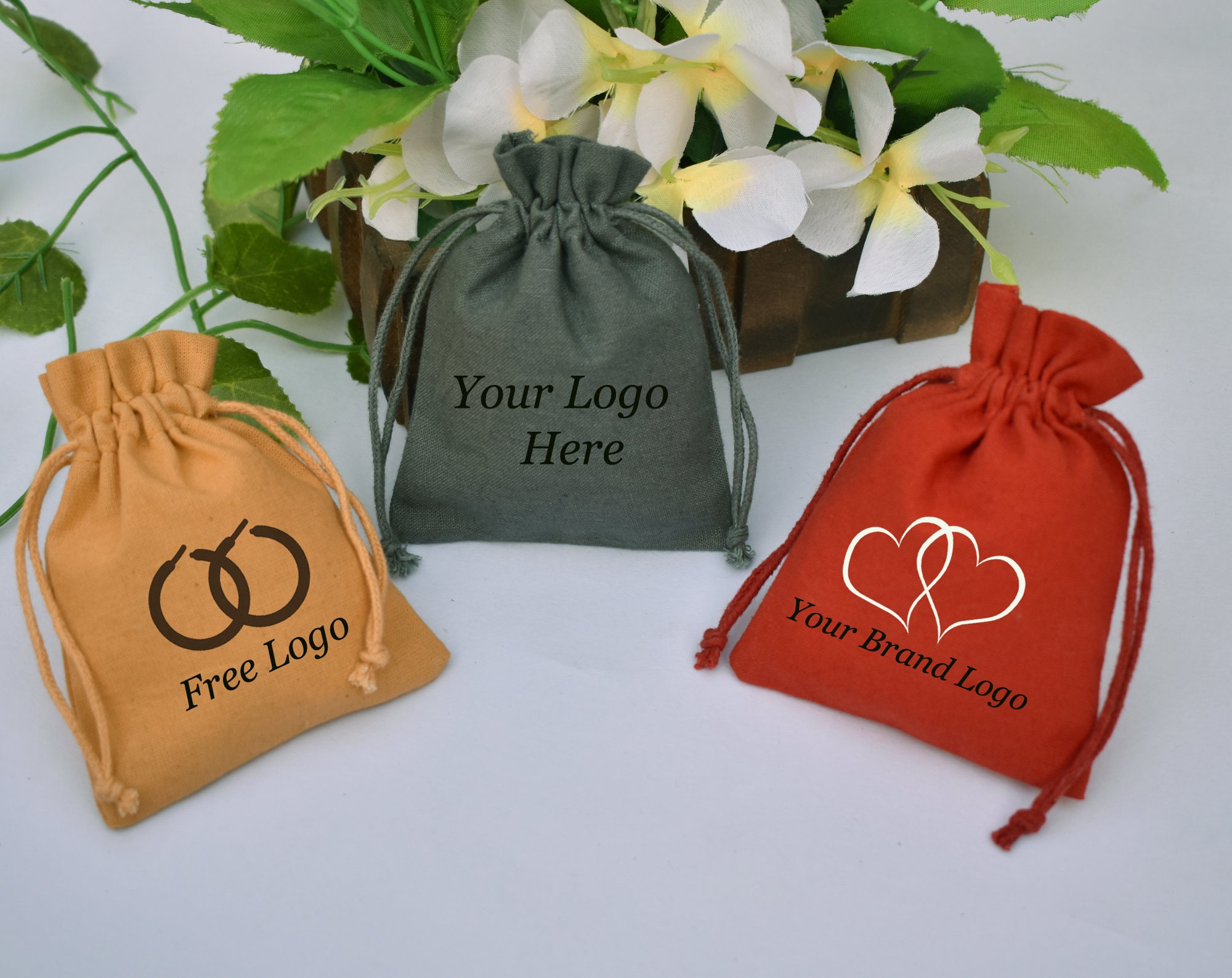 100 Pcs Jewelry Pouch Custom Cotton Bag Personalized Logo Gift | Etsy