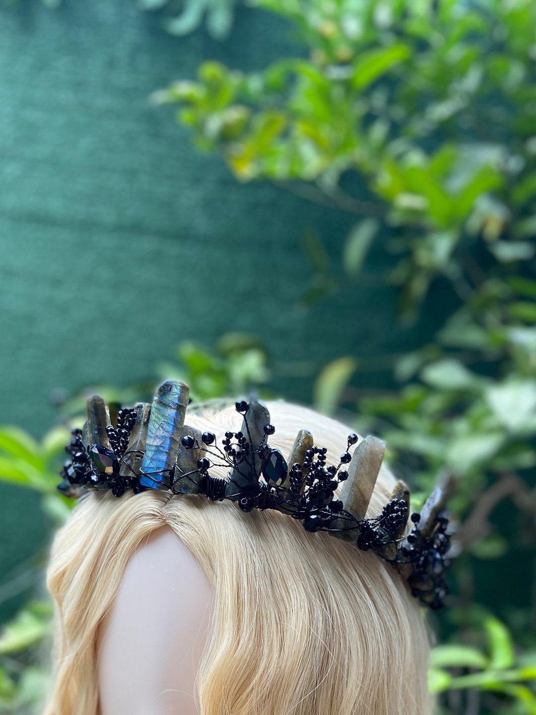 Labyrinths of Labradorite Circlet Crown Black Glass Trim and Vine ...