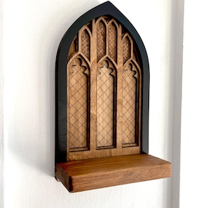 Gothic Cathedral Arch Wall Shelf A - Wood Candle Sconce, Altar or Plant ...