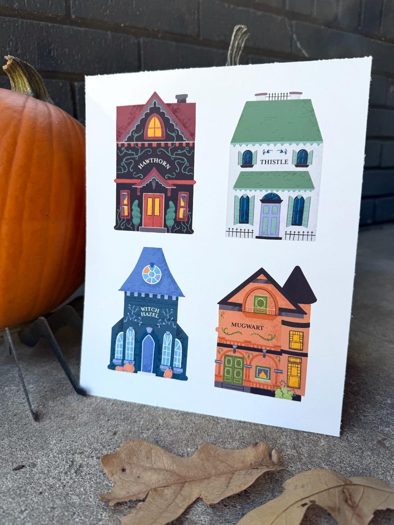 Haunted Spice Village Art Print - Cottagecore Halloween Illustration ...