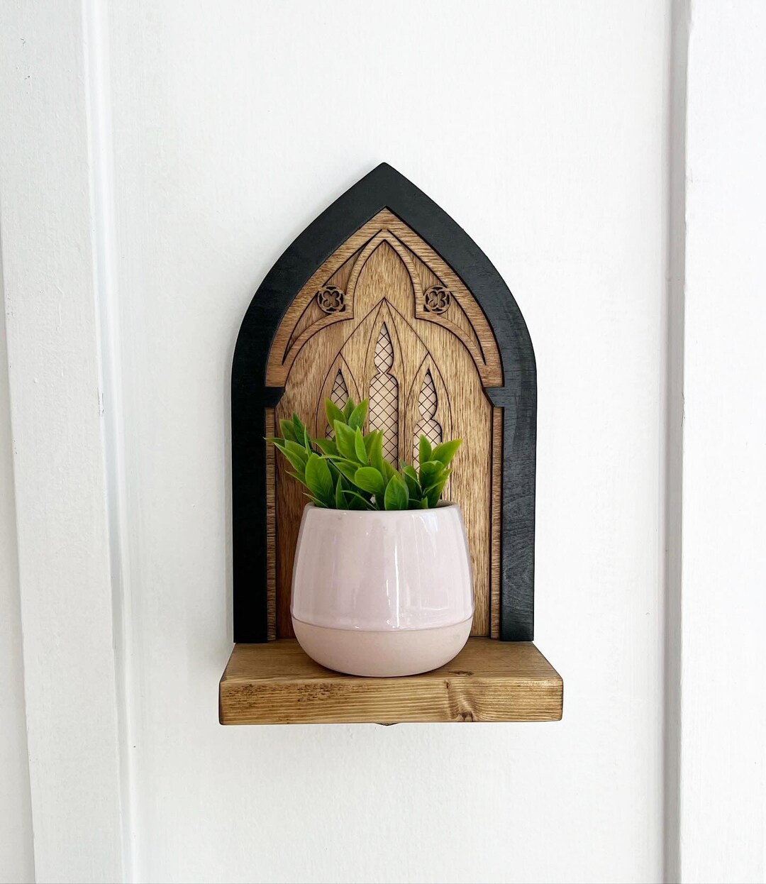 Gothic Cathedral Arch Wall Shelf A - Wood Candle Sconce, Altar or Plant ...