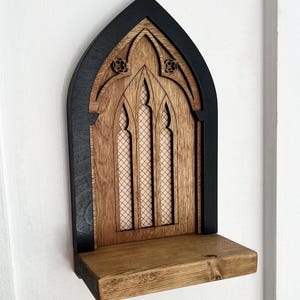 Gothic Cathedral Arch Wall Shelf B - Wood Candle Sconce, Altar or Plant ...