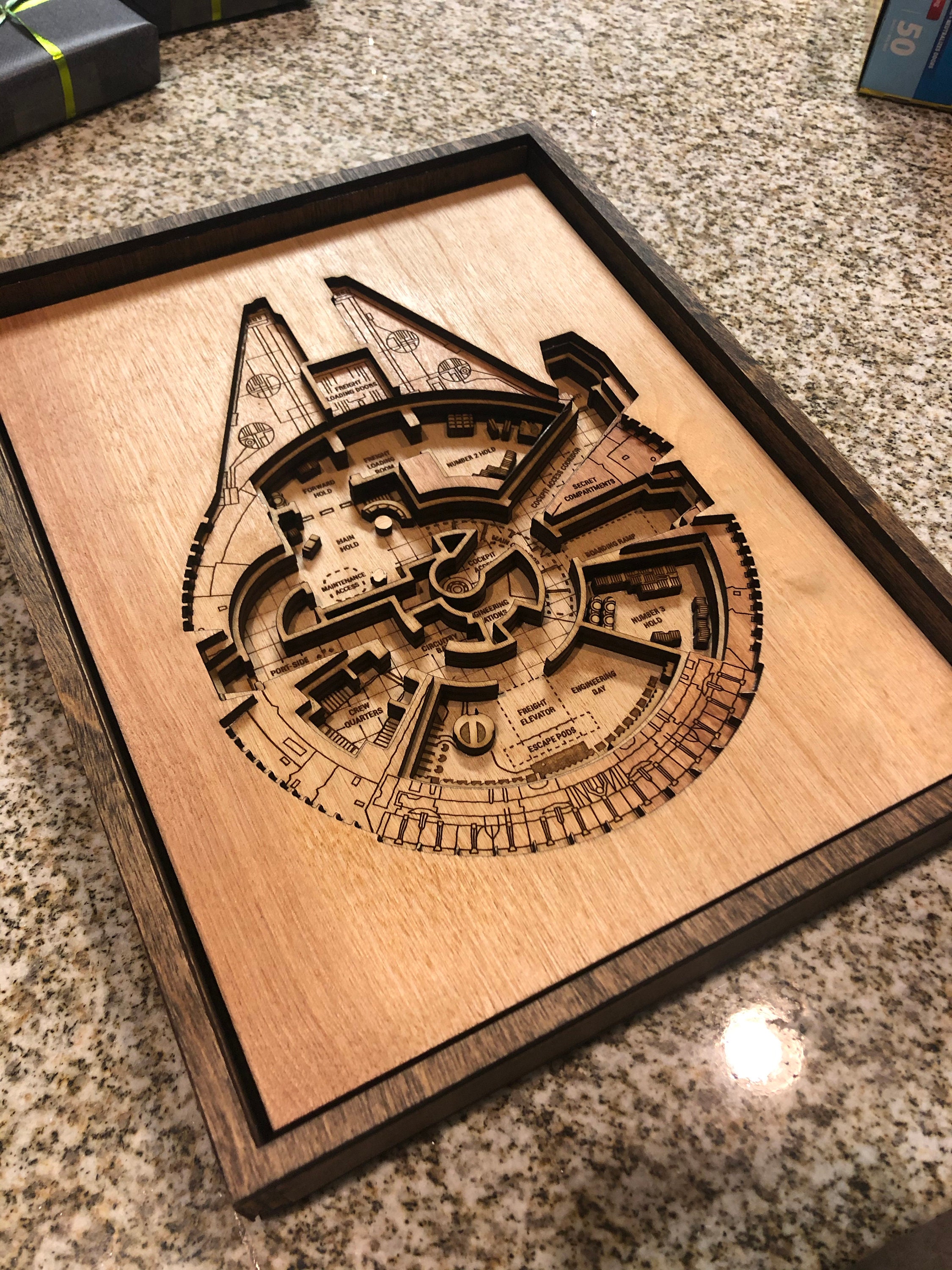 Millennium Falcon Inspired Blueprint Laser Cut Shadow Box Gamer Gift - Etsy
