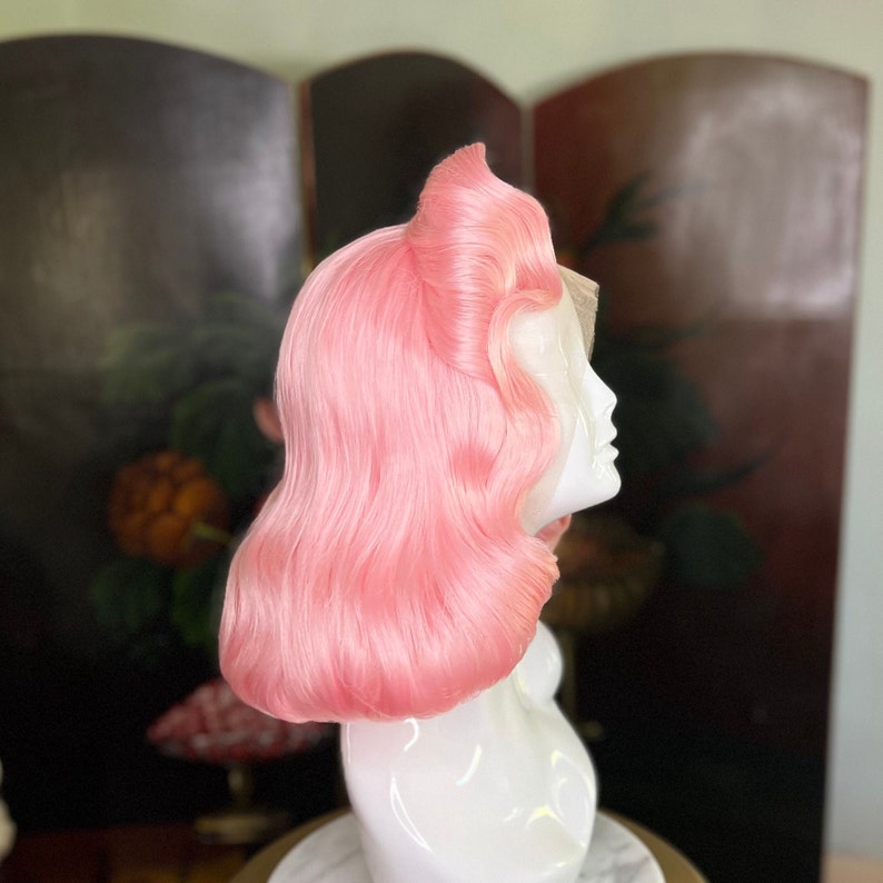 Vintage Hairstyle Pink MADE TO ORDER Pageboy Retro Wig for Pinup Girls ...