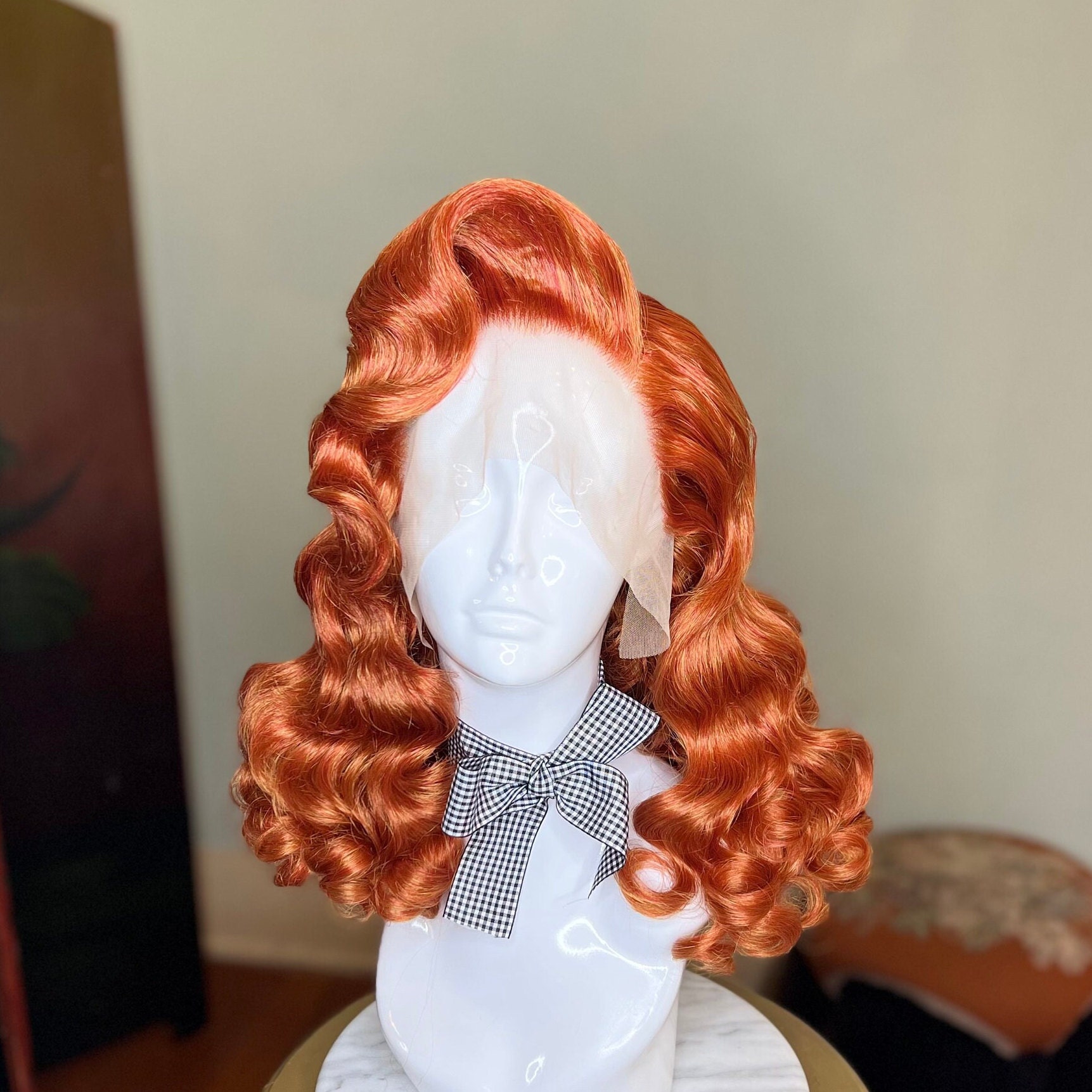 Flaming Red Pinup Hairstyle Vintage Wig Rita Hayworth! Redhead ...