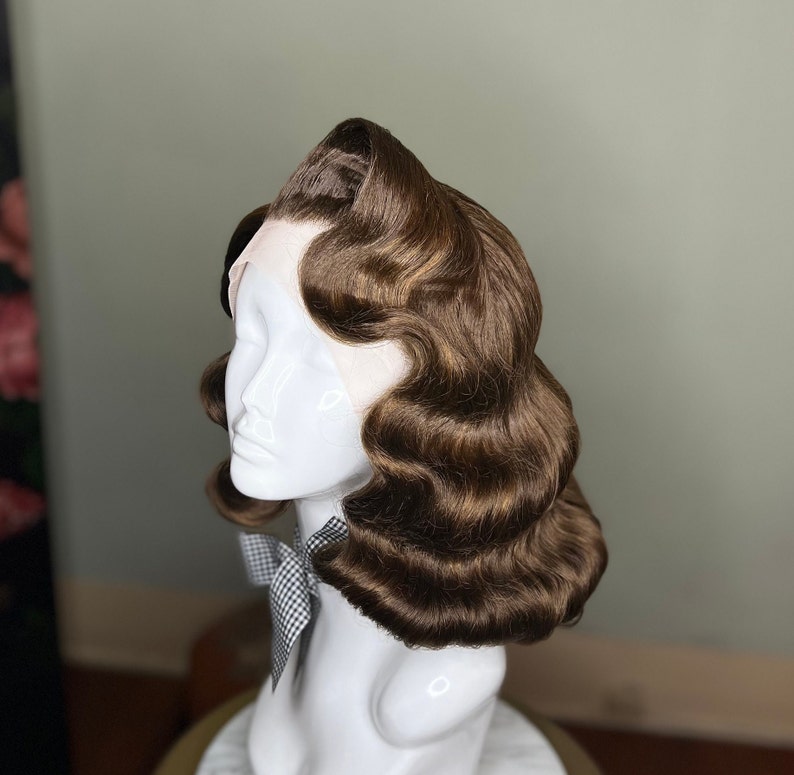 Brunette Old Hollywood Waves Wig - 1950s Vintage Style - Etsy
