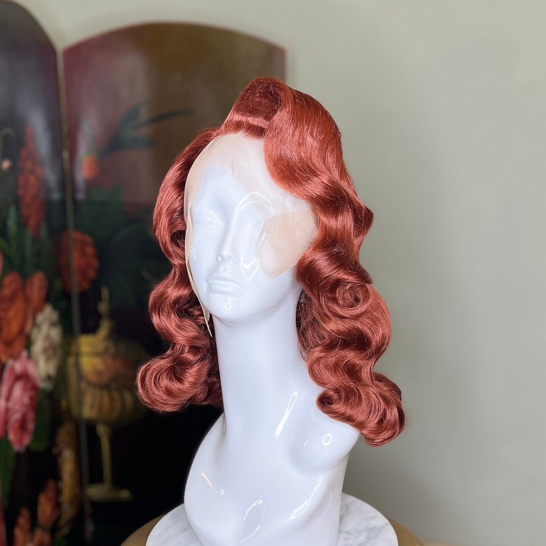 1940s Glamour Girl Redhead Vintage Wig: Rita Hayworth Inspired Lace ...
