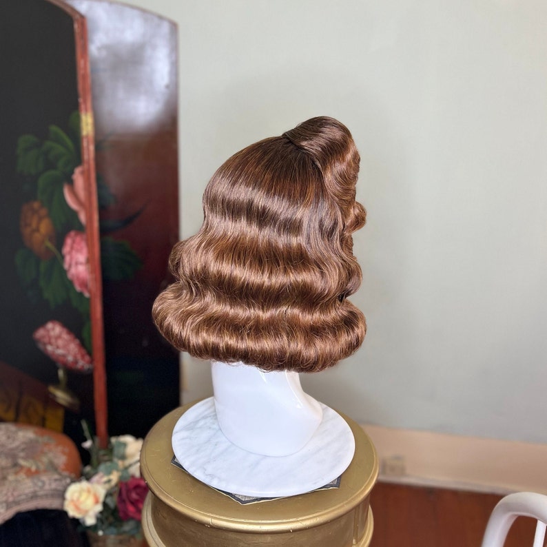Brown Vintage Wig With Waves for Brunette Pinup Hair Glamour Artisan ...