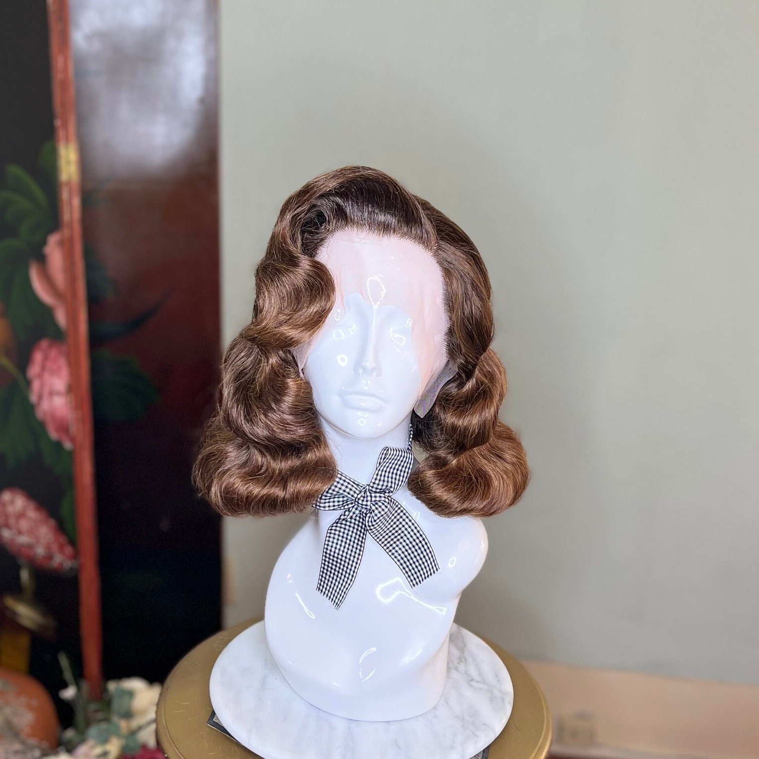 Brown Vintage Wig With Waves for Brunette Pinup Hair Glamour - Etsy