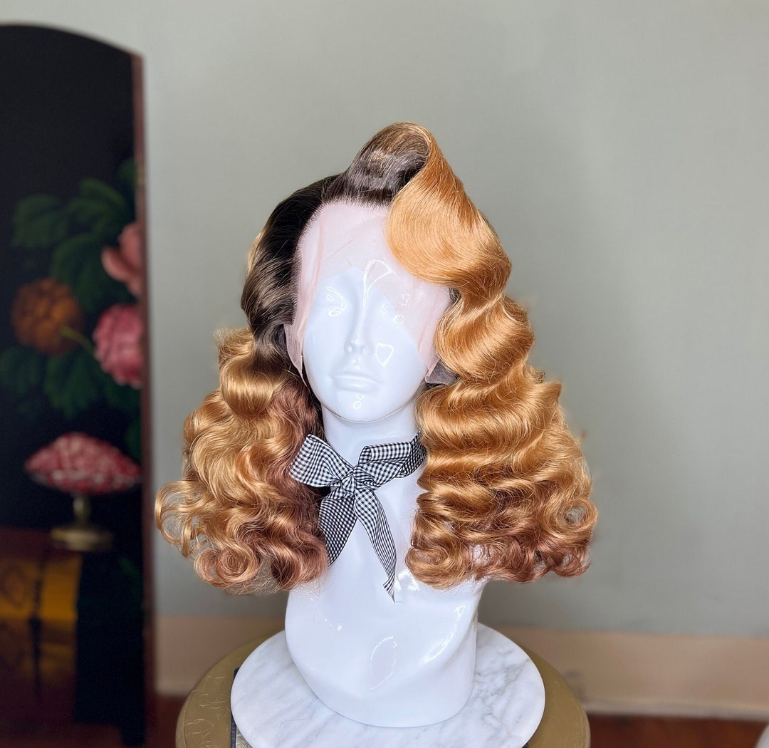 Vintage Hairstyle 1940s Waves Rooted Golden Brown Very Full Pinups ...