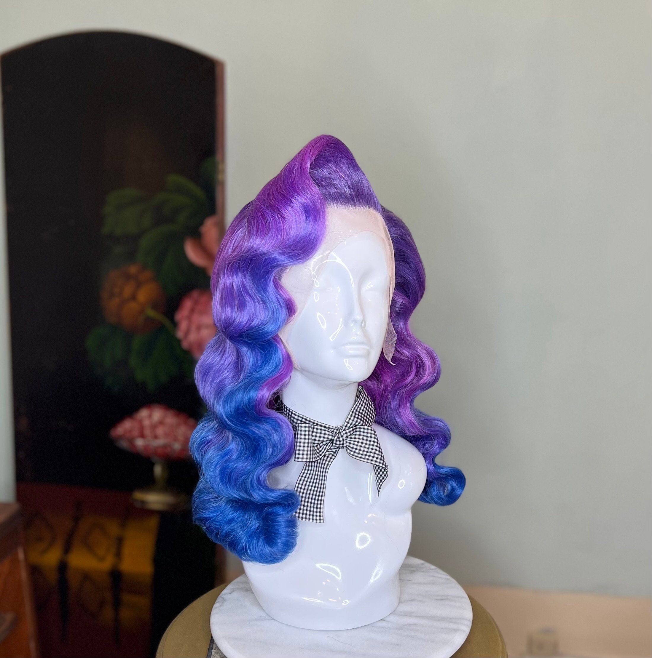 Jessica Rabbit Inspired Wig: Custom Purple Blue Waves, Pinup Hair - Etsy