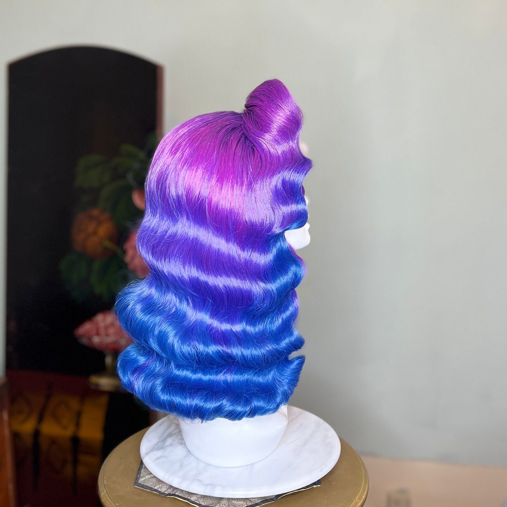 Jessica Rabbit Inspired Wig: Custom Purple Blue Waves, Pinup Hair - Etsy