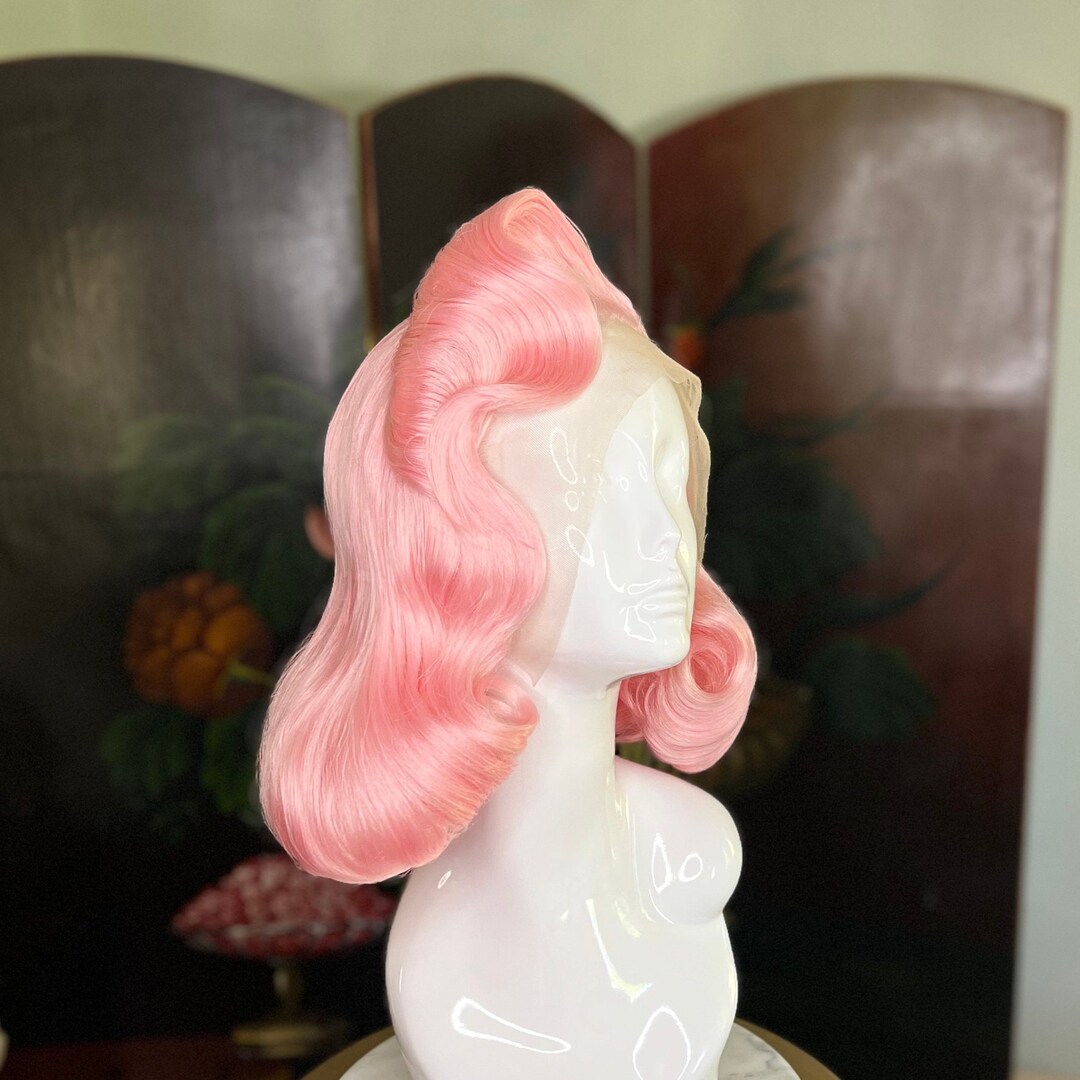 Vintage Hairstyle Pink MADE TO ORDER Pageboy Retro Wig for Pinup Girls ...