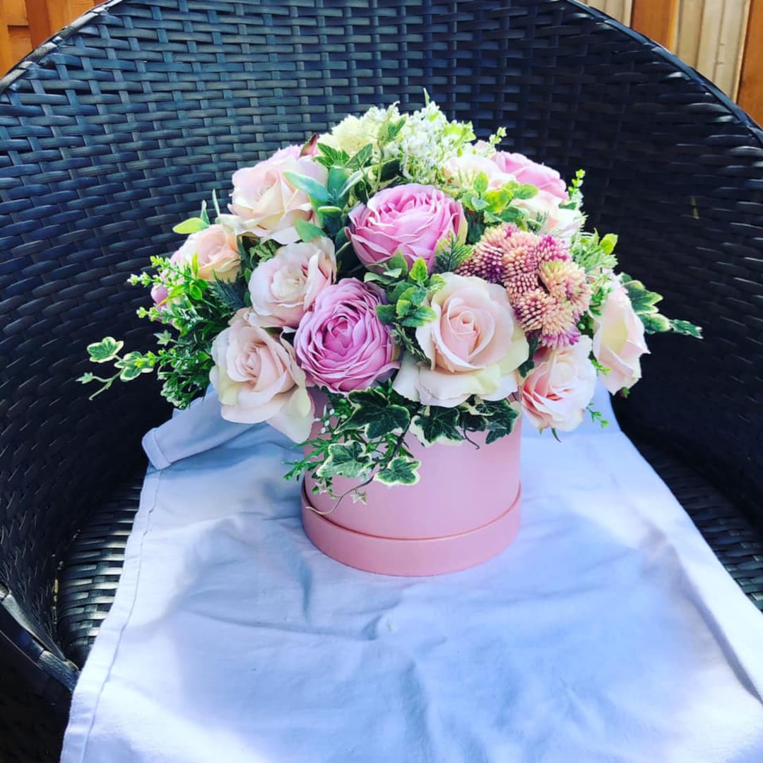 Hat Box Floral Arrangement - Etsy