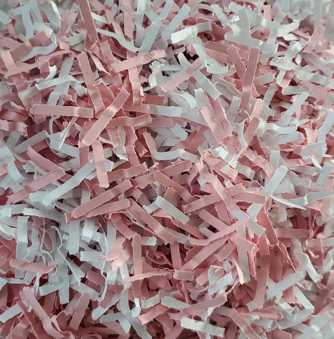 Pink Packaging Shred, Crinkle Cut Paper, Pink and White Shred, Basket ...
