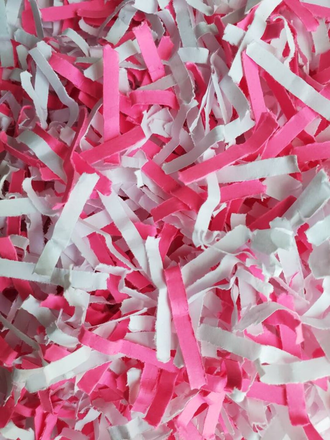 Neon Pink Packaging Shred, Crinkle Cut Paper, Pink and White Shred ...