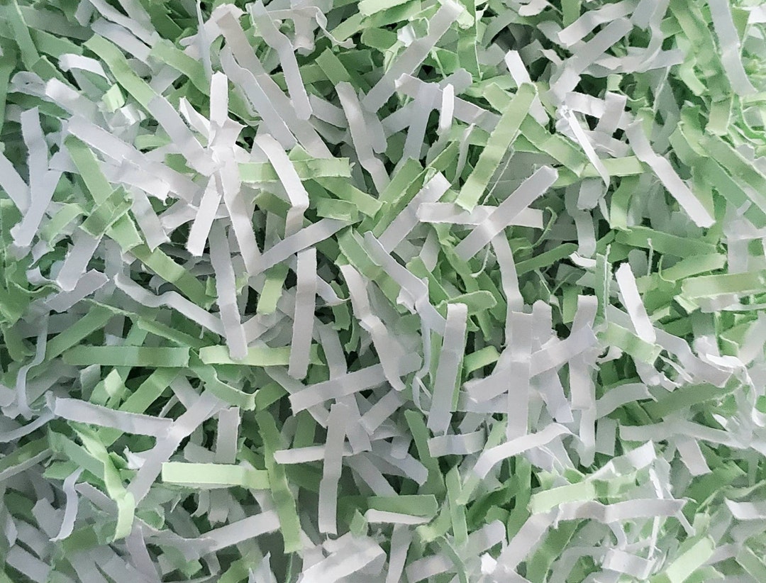 Green Packaging Shred, Crinkle Cut Paper, Green and White Shred, Basket ...