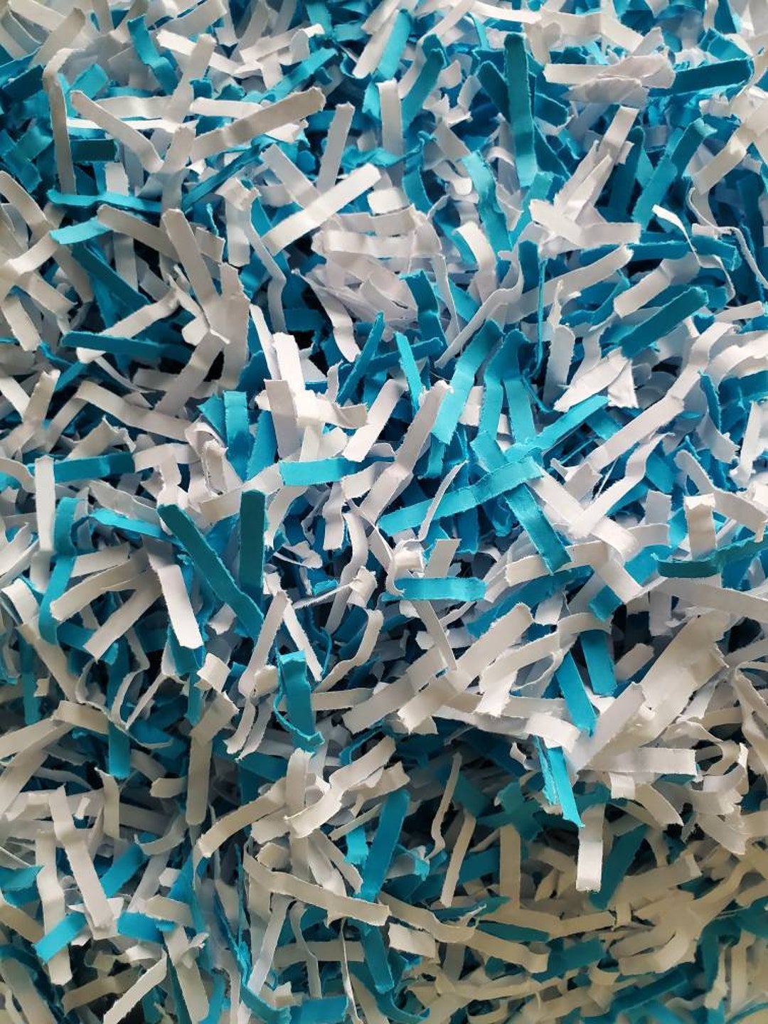 Neon Blue Packaging Shred, Crinkle Cut Paper, Blue and White Shred ...