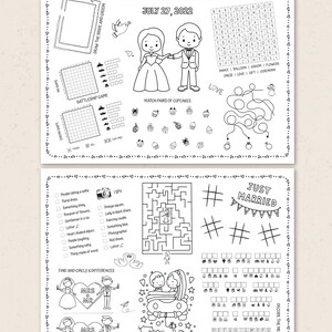 Printable Wedding Placemat | Wedding Activity Sheet | Wedding Coloring ...