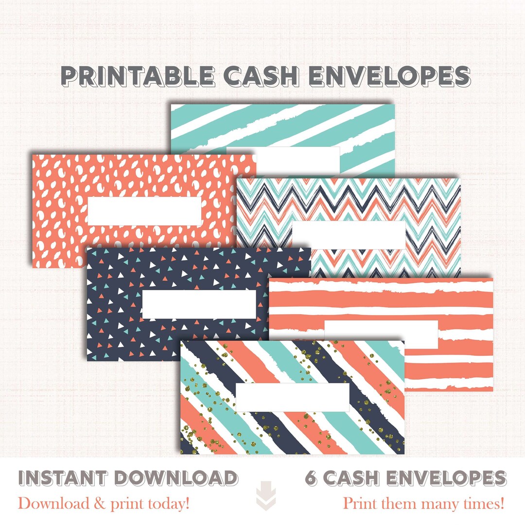 Cash Envelope Template PDF | 6 Set Printable Money Envelopes | Budget ...