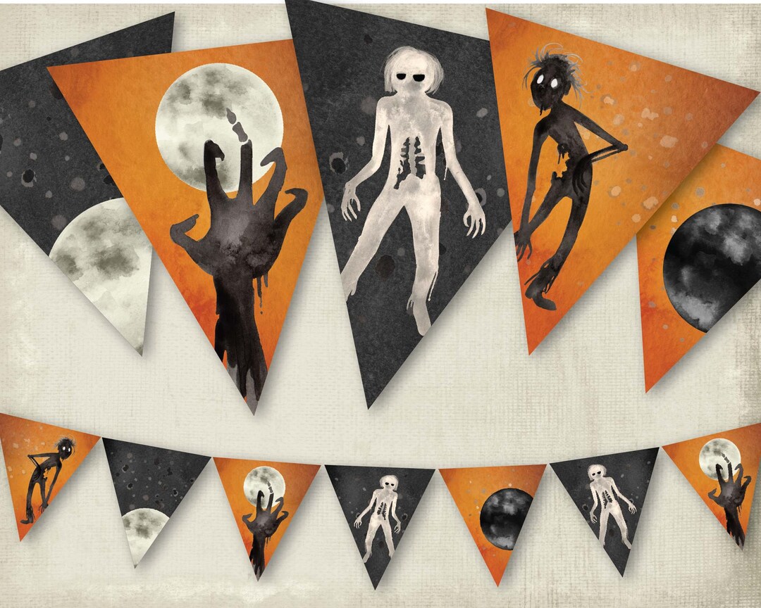 Halloween Banner ZOMBIE, Printable Banner, Zombie Birthday, DIY ...