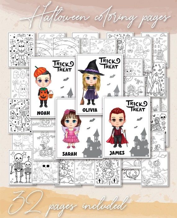 Halloween Coloring Pages Custom Halloween Activities for - Etsy