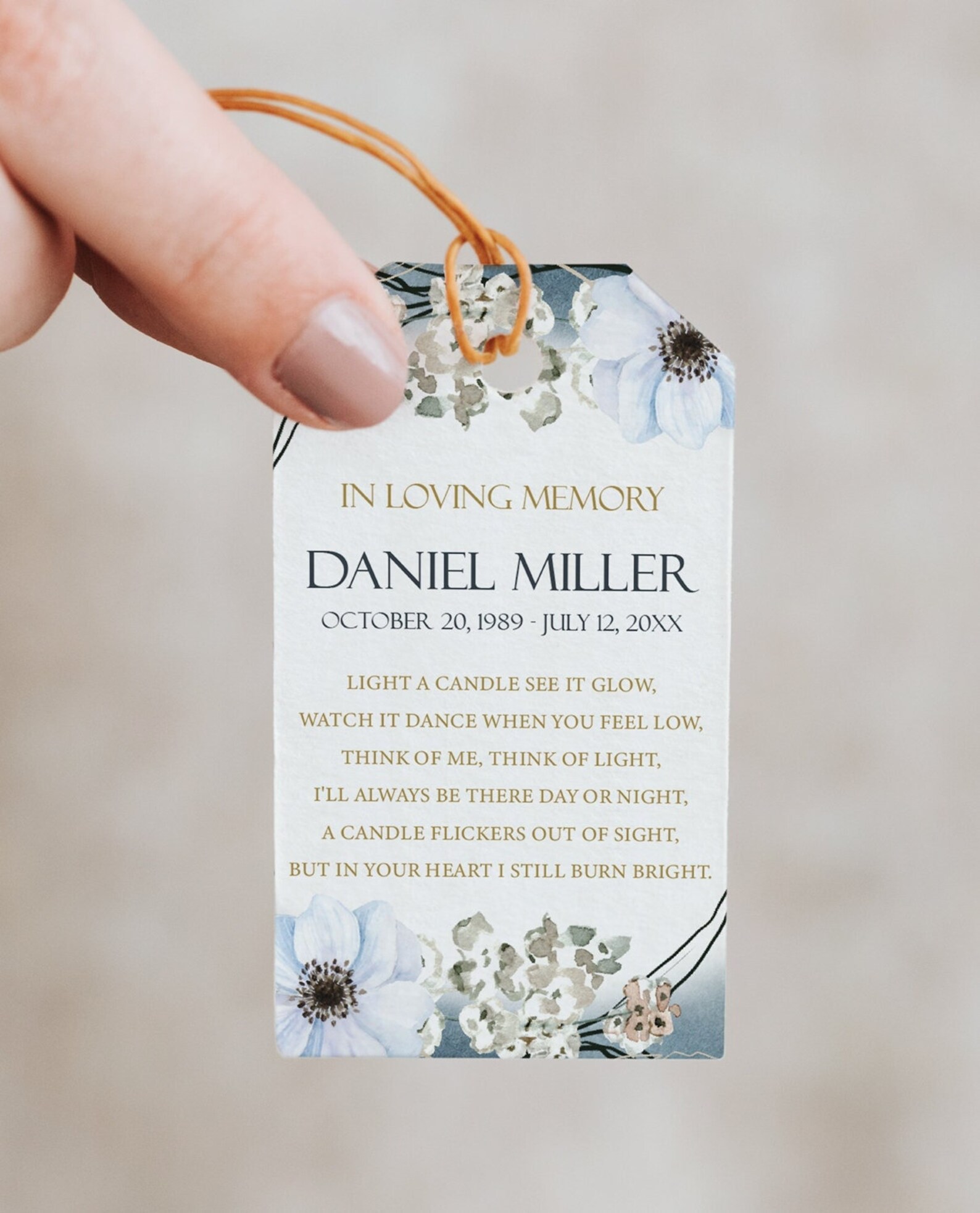 Funeral Favor Tag Template | Printable Funeral Gift Tag | in Loving ...