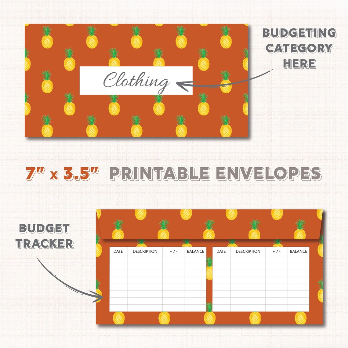 Pineapple Cash Envelopes Printable Cash Envelope System | Etsy