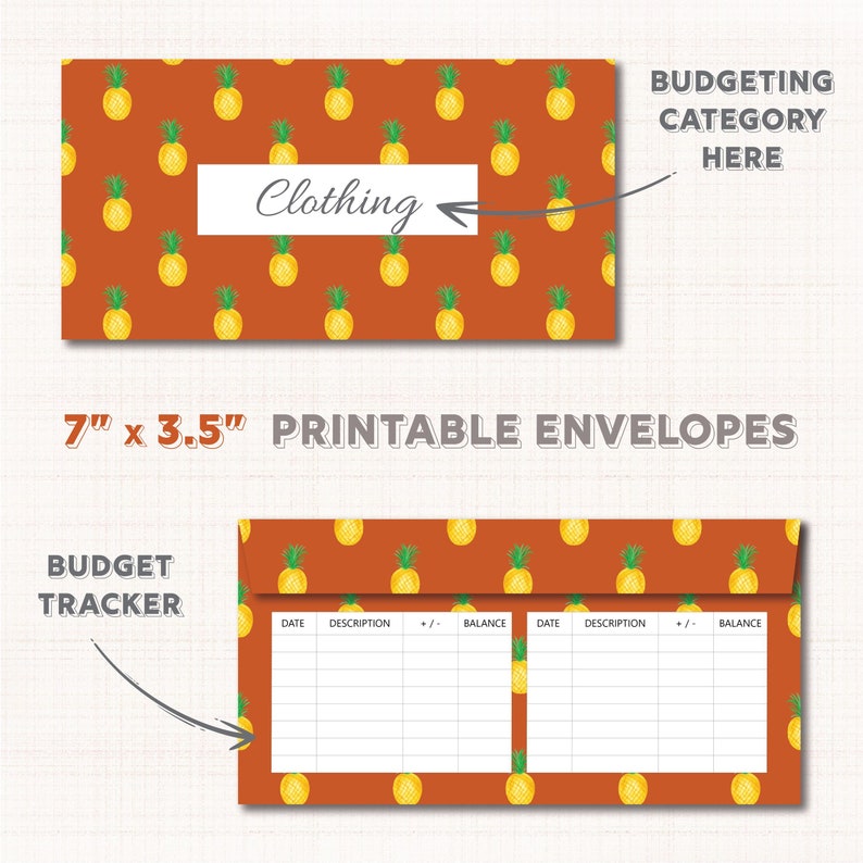 Pineapple Cash Envelopes Printable Cash Envelope System - Etsy