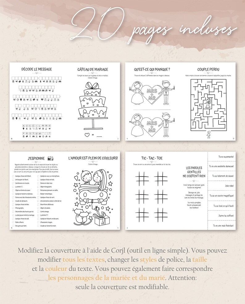 FRANÇAIS Livre D'activités De Mariage Pour Les Enfants - Etsy