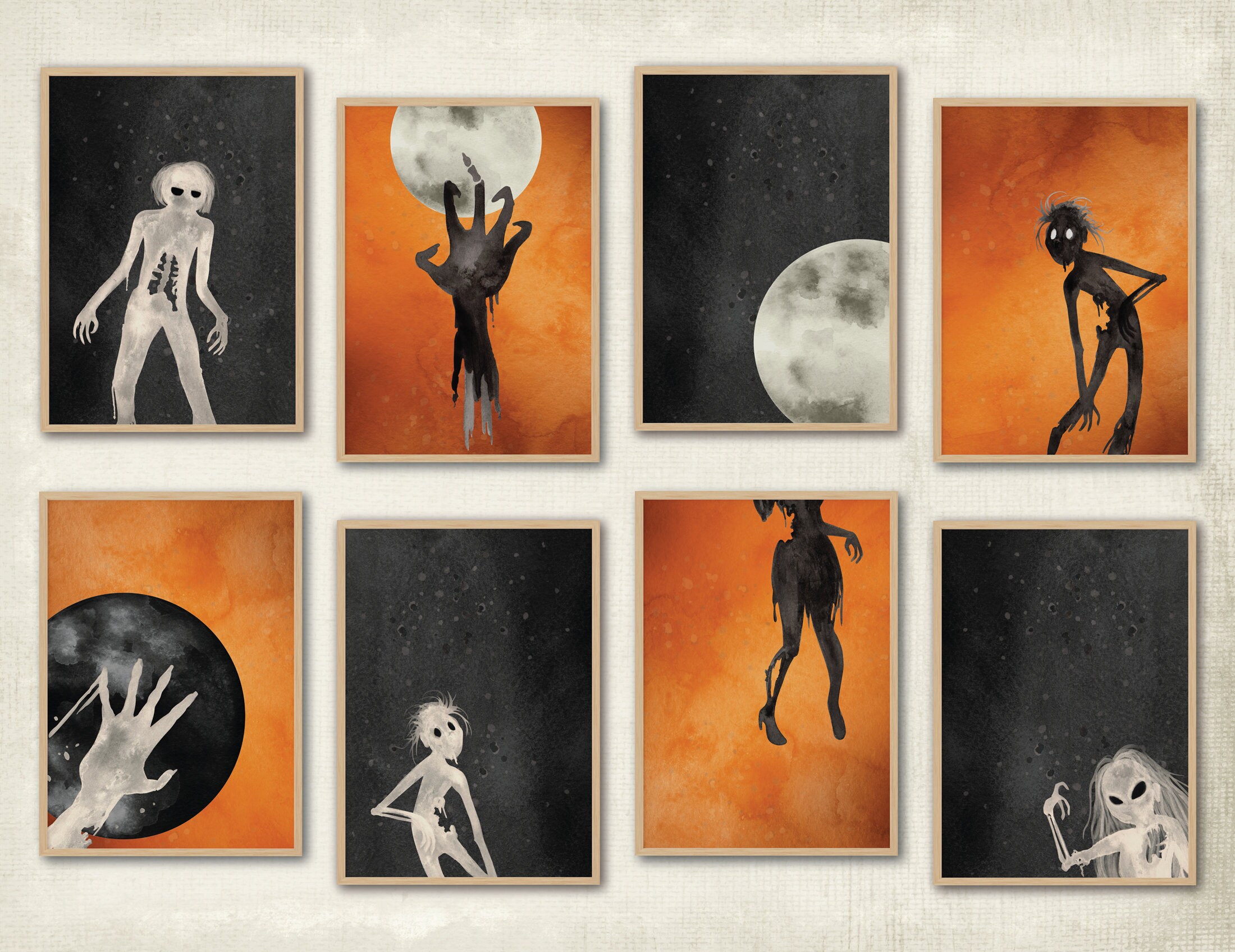Halloween Gallery Wall Set, Zombie Prints, DIY Halloween Decor, Witchy ...